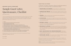 Sample Guest Letter, Questionnaire, Checklist - brandiD